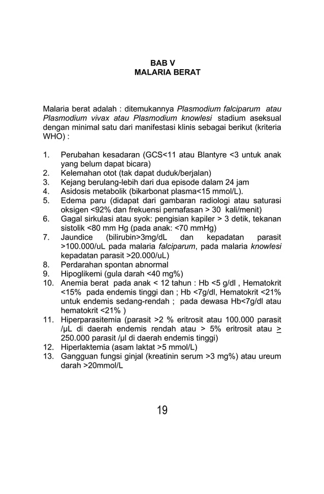 Buku Saku Tata Laksana Malaria Kemenkes. | PDF
