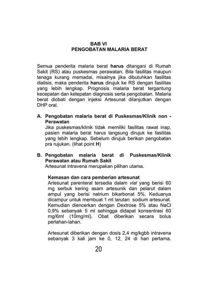 Buku Saku Tata Laksana Malaria Kemenkes. | PDF
