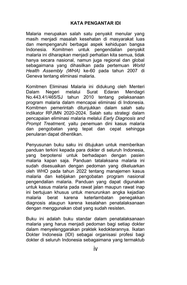 Buku Saku Tata Laksana Malaria Kemenkes. | PDF