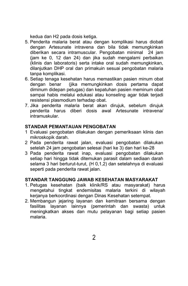 Buku Saku Tata Laksana Malaria Kemenkes. | PDF