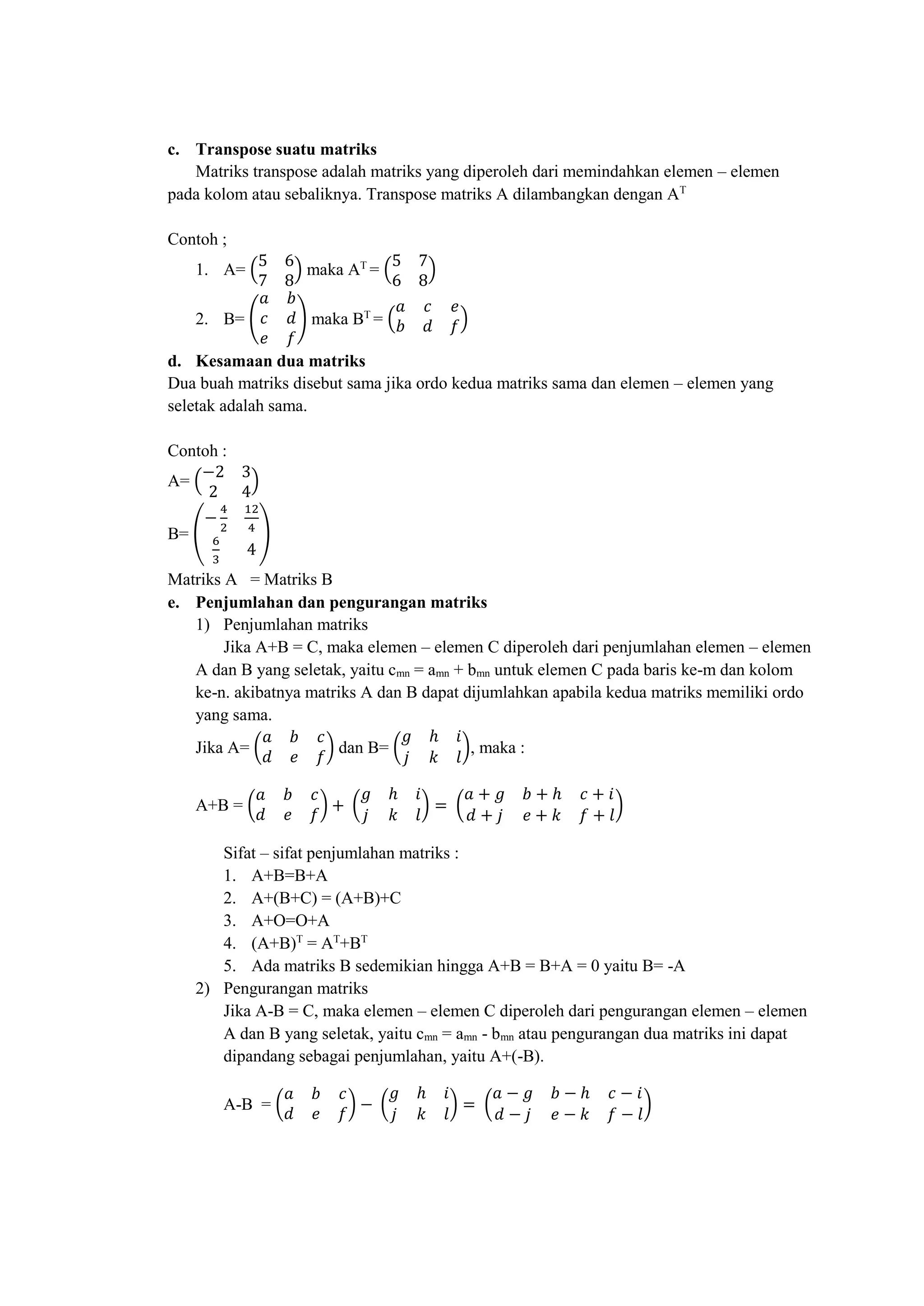 Buku siswa Materi Matriks | PDF