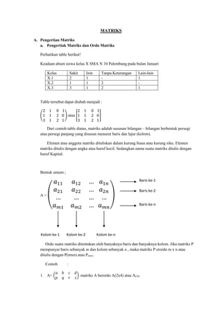 Buku siswa Materi Matriks | DOCX