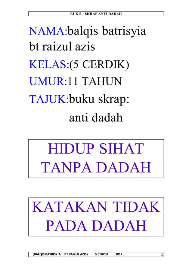 Buku skrap anti dadah | DOCX