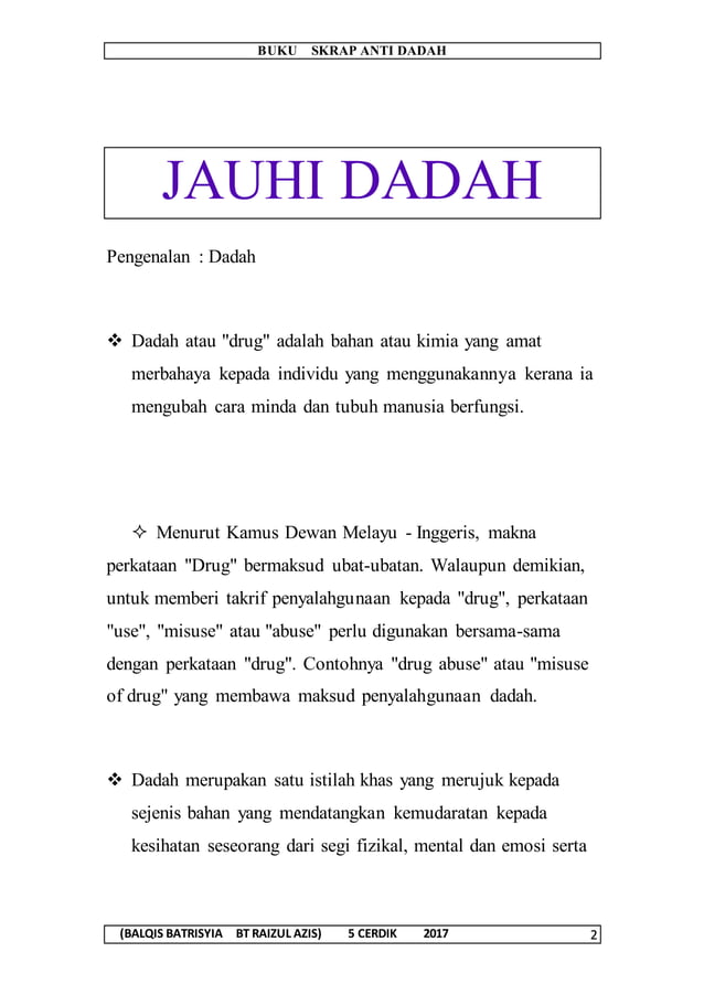 Buku skrap anti dadah | DOCX