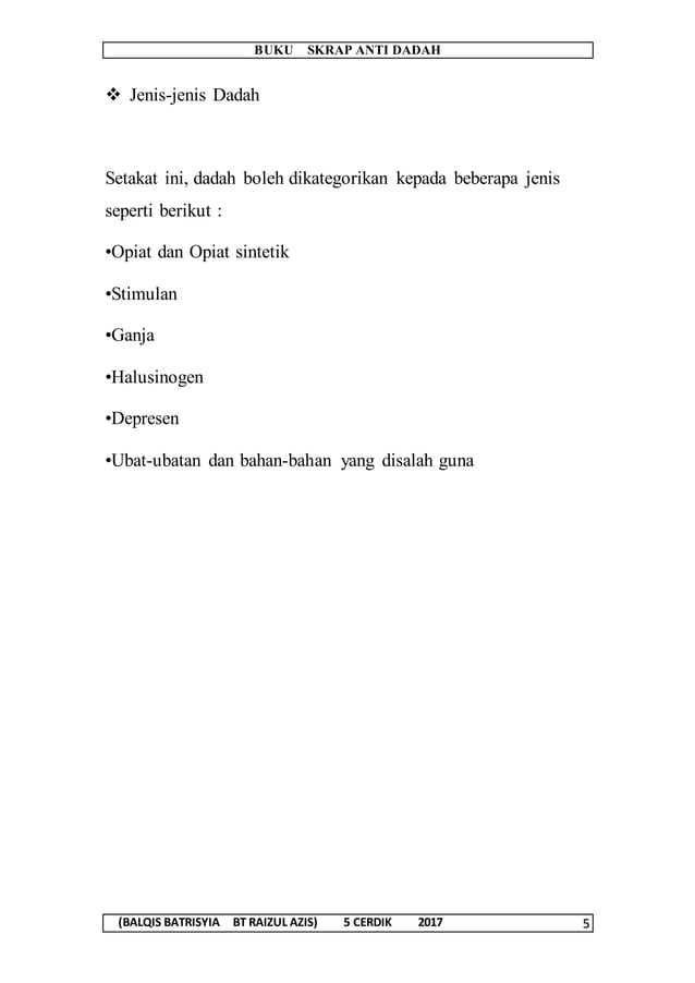 Buku skrap anti dadah | DOCX