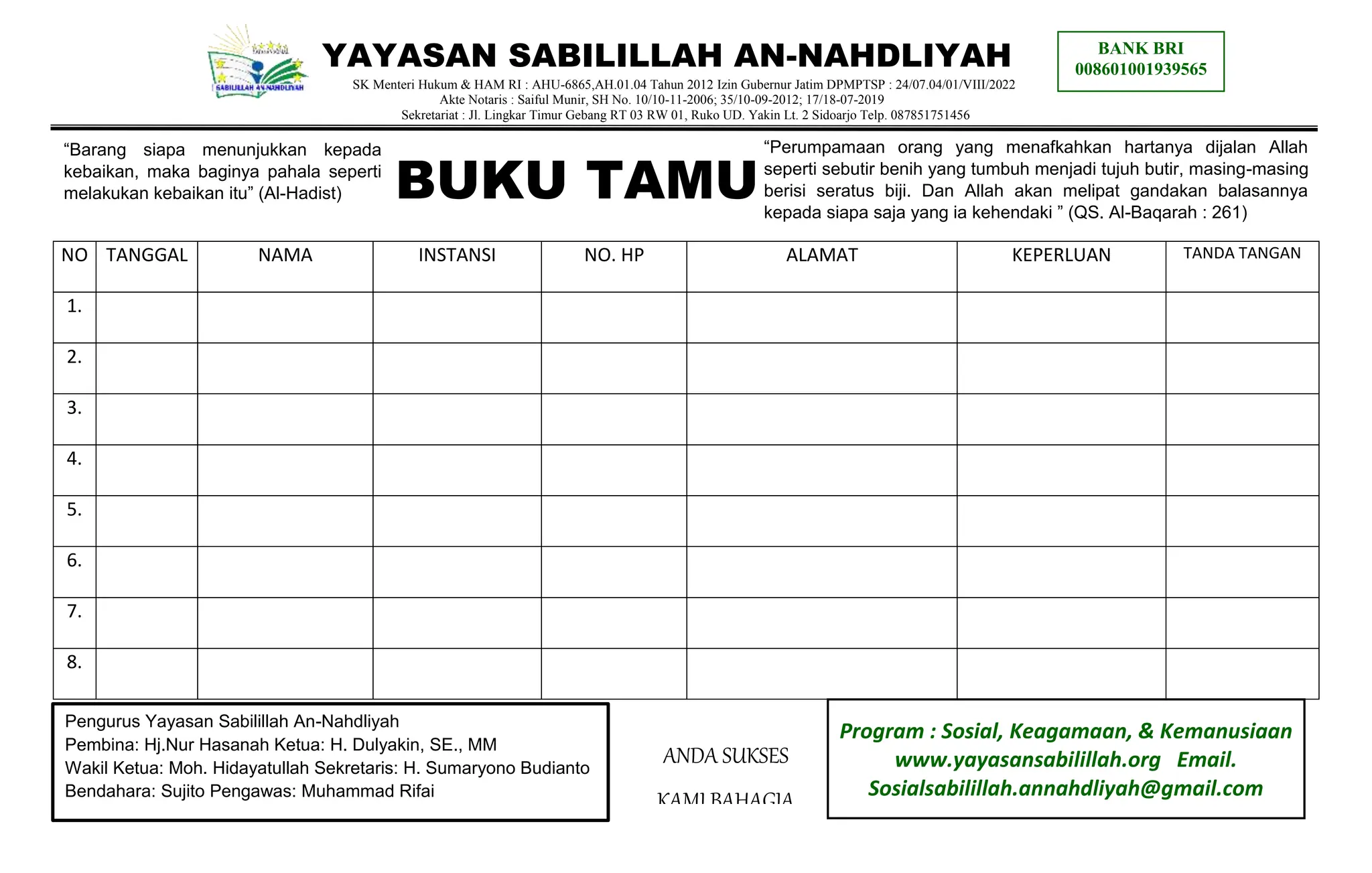 contoh buku tamu untuk kunjungan dari instansi lain ke instansi kita | DOCX