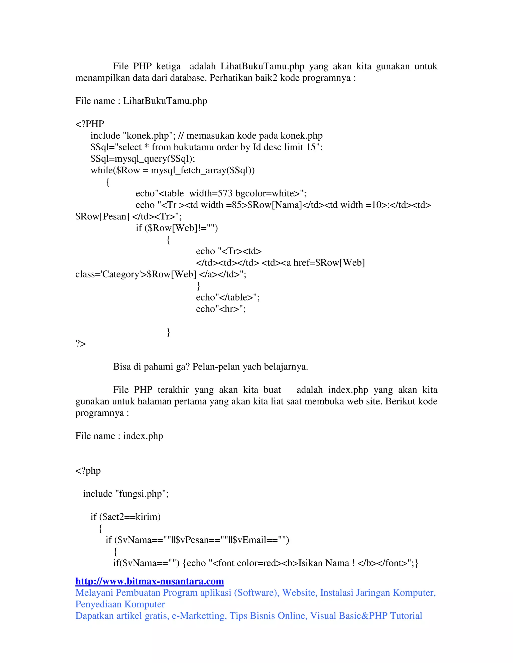 Buku tamu php&my sql | PDF