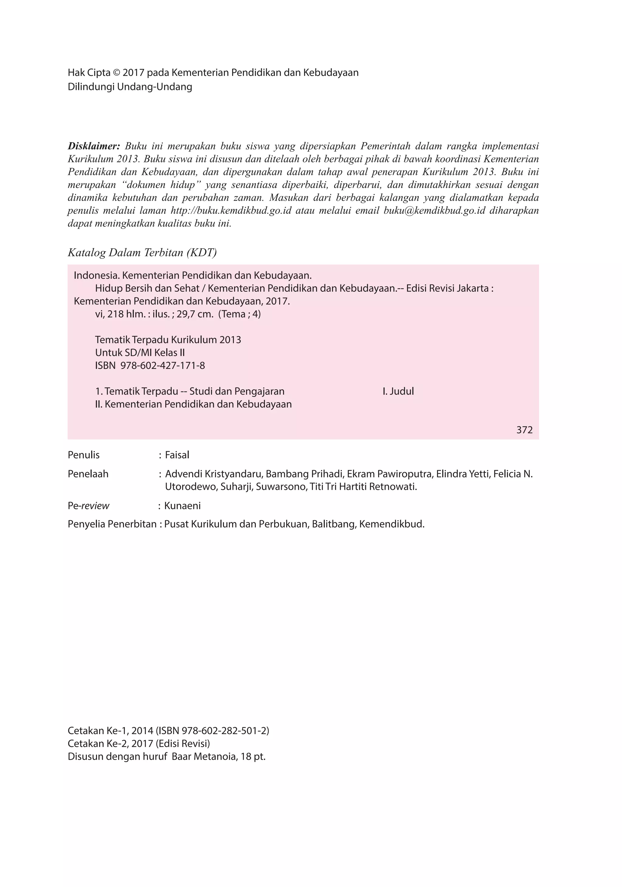 Buku Tematik Siswa Kelas 2 TEMA 4 [Hidup Bersih dan Sehat].pdf