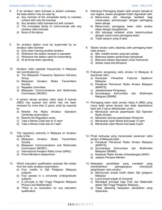 Buku tiga soalan (percubaan) radio amatur - dara | PDF