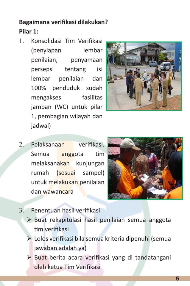 Buku verifikasi Sanitasi Total Berbasis Masyarakat (STBM) | PDF
