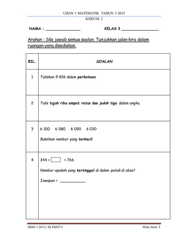 Bulan mac 2015 t3 maths | DOCX