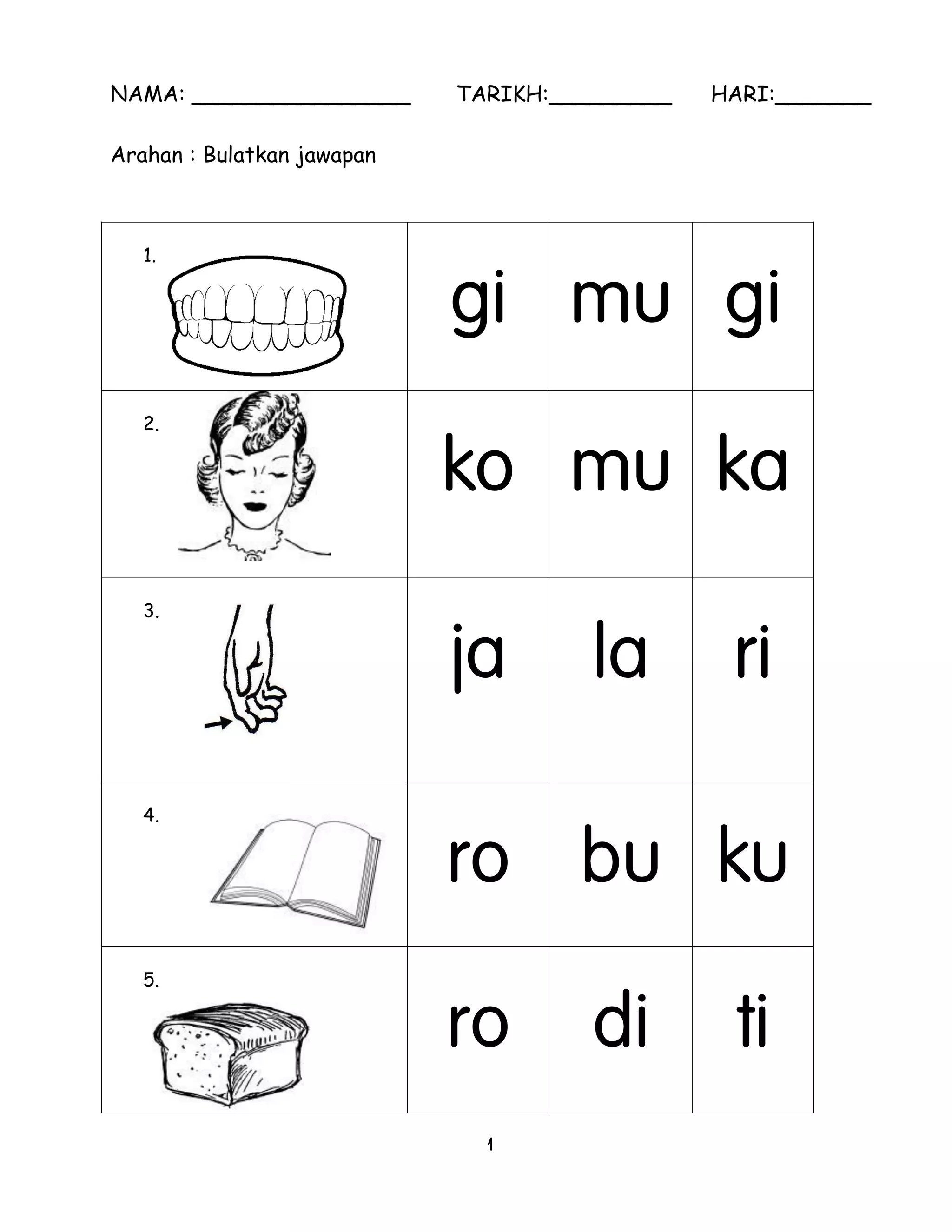 Bulatkan jawapan kvkv | PDF
