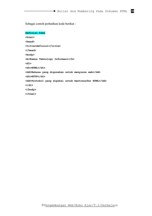 Bulet dan Numbering HTML pada Pemrograman Website | PDF