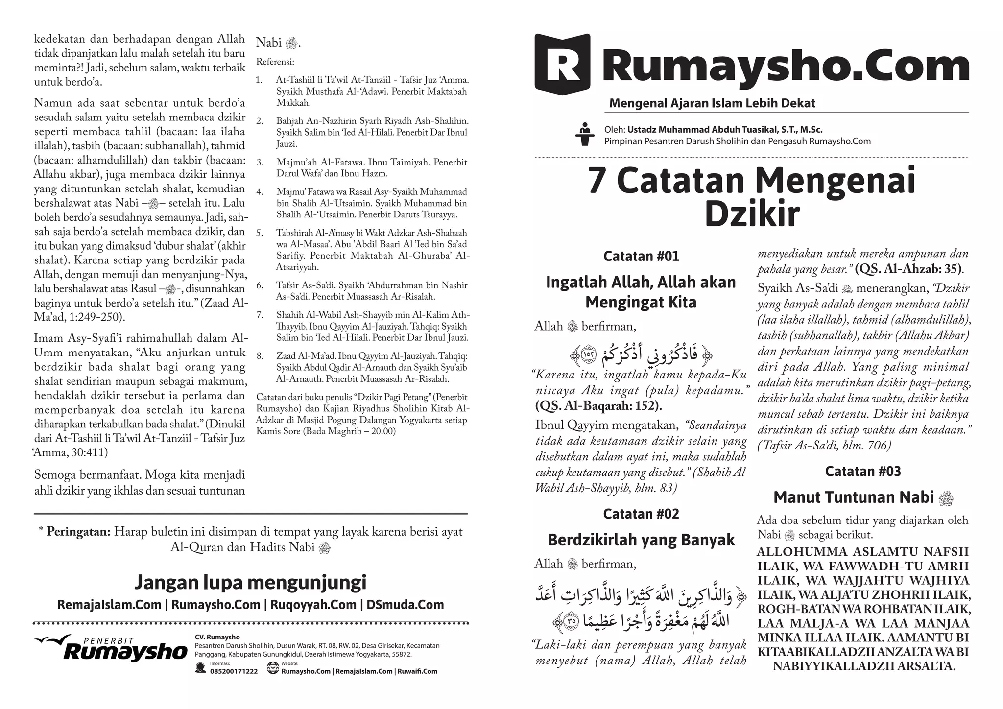 Buletin 7 catatan dzikir | PPT