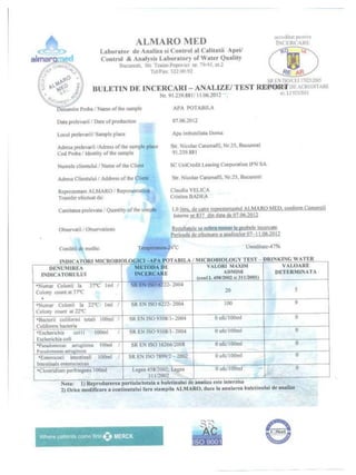 Buletine analiza apa | PDF