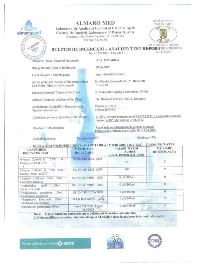 Buletine analiza apa | PPTX