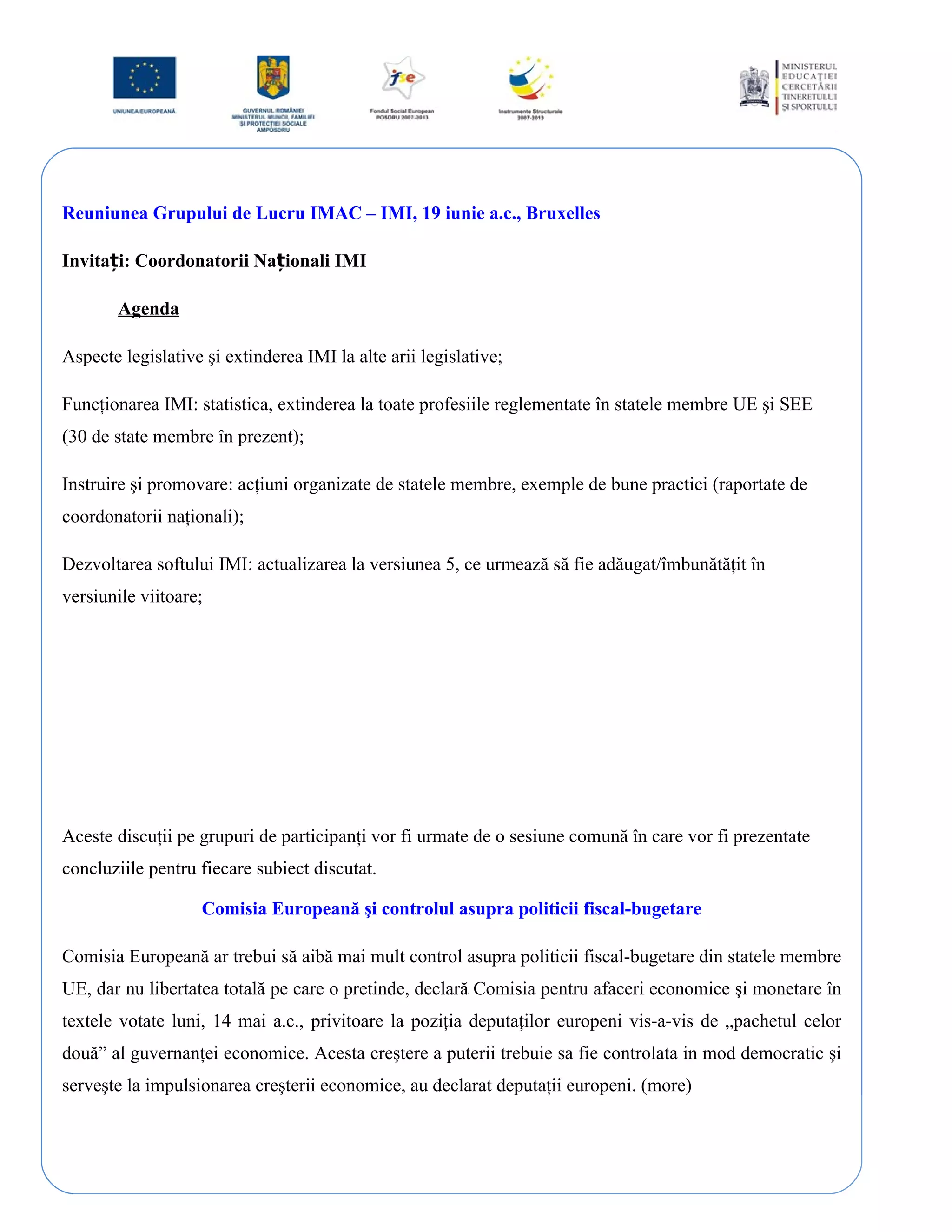 Buletin informativ IMI PQ NET nr.7 | PDF