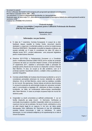 Buletin informativ IMI PQ NET nr.1 | PDF