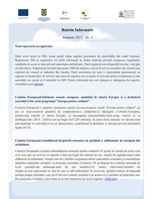 Buletin informativ IMI PQ NET nr.3 | PDF