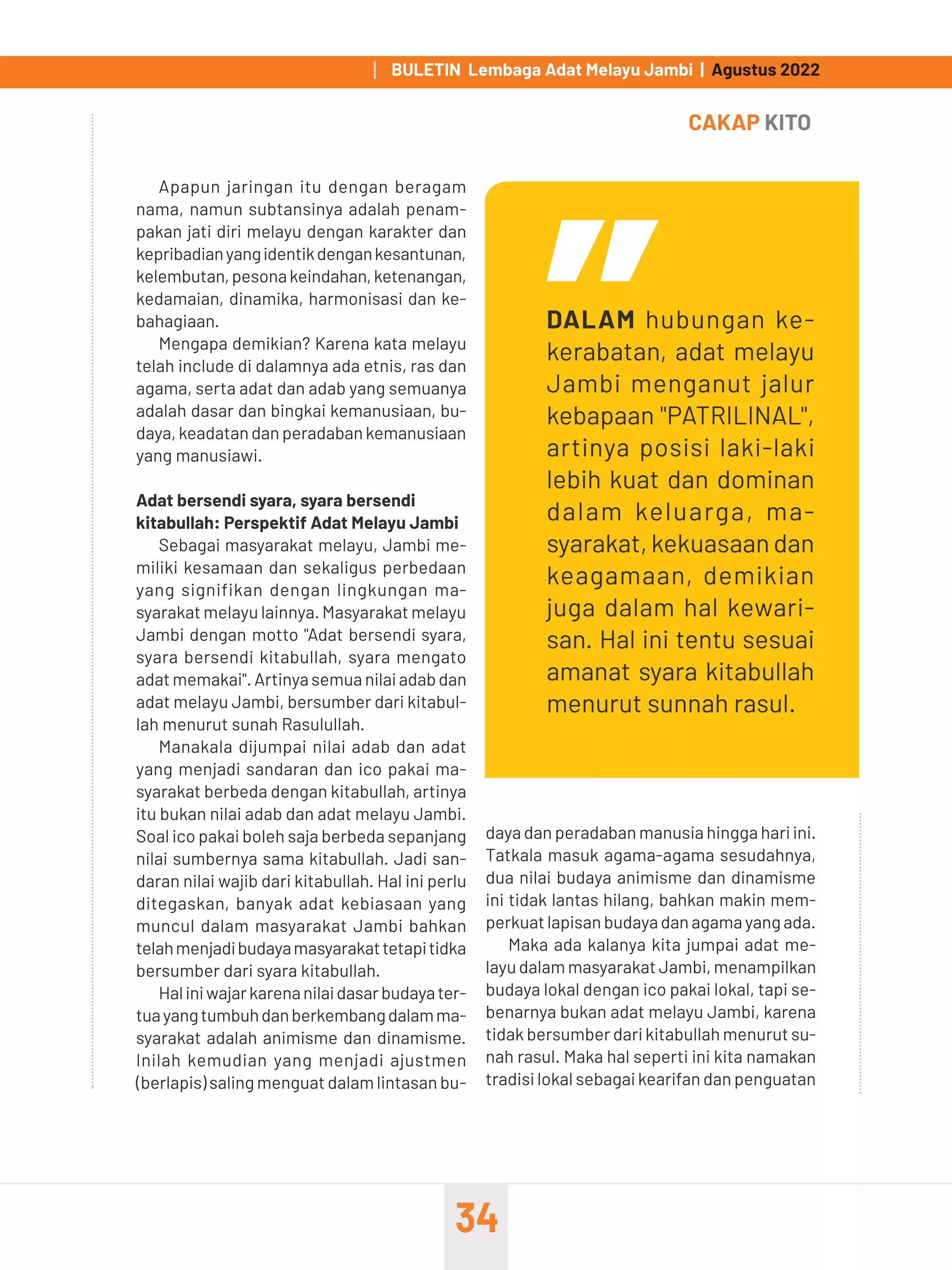Buletin Lembaga Adat Melayu (LAM) Jambif | PDF