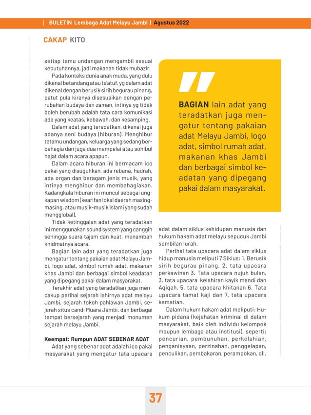 Buletin Lembaga Adat Melayu (LAM) Jambif | PDF