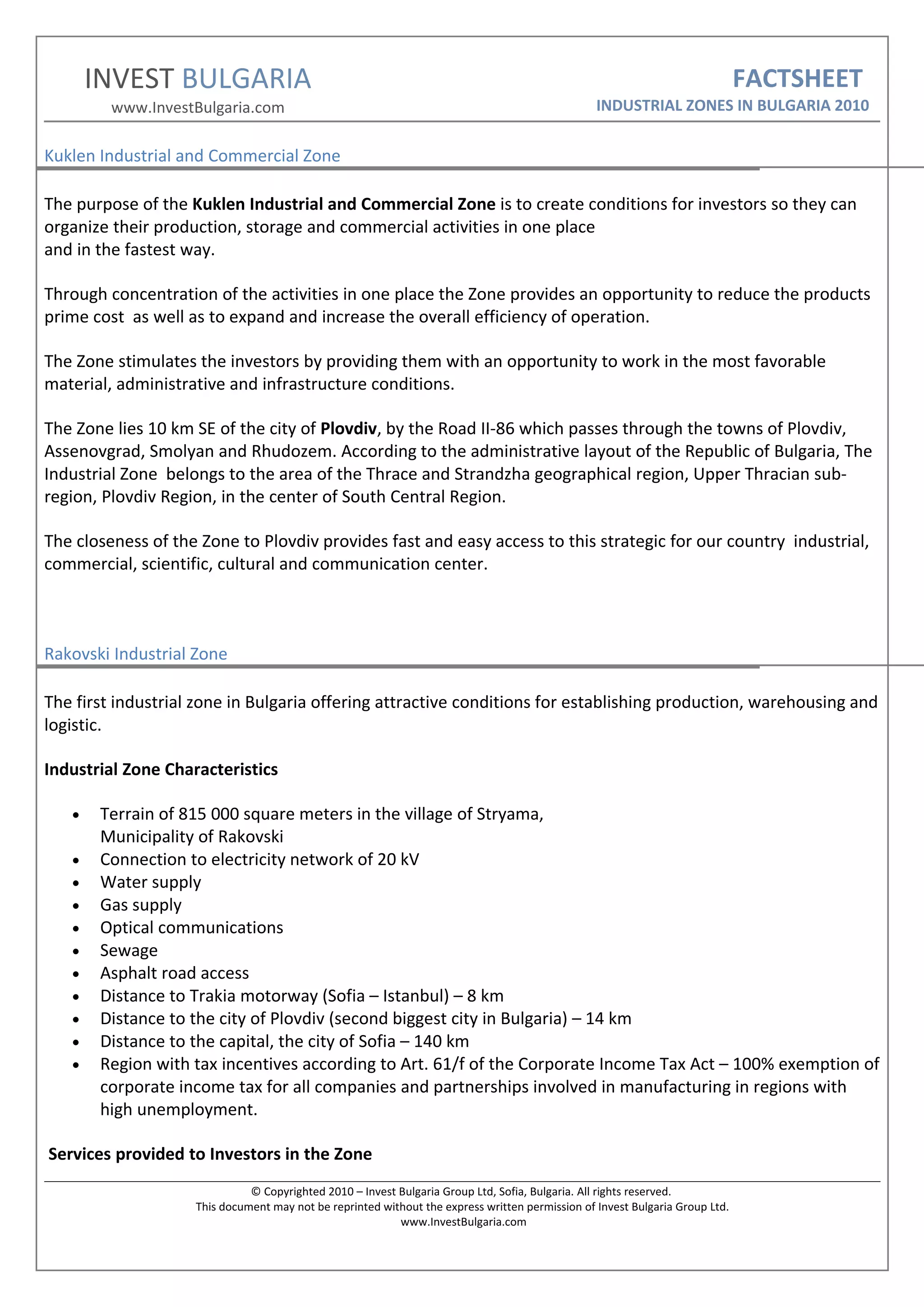 Bulgaria Industrial Zones | PDF