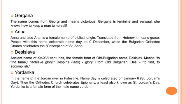 Bulgarian female names | PPT