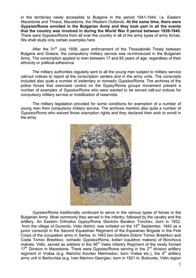Bulgarian gypsies in Second World War | PDF