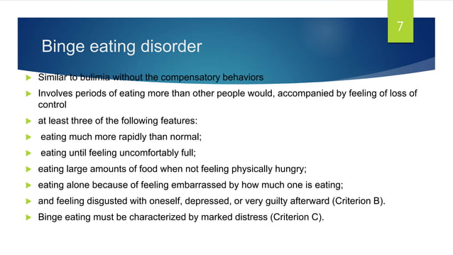 Bulimia and binge eating disorders | PPT