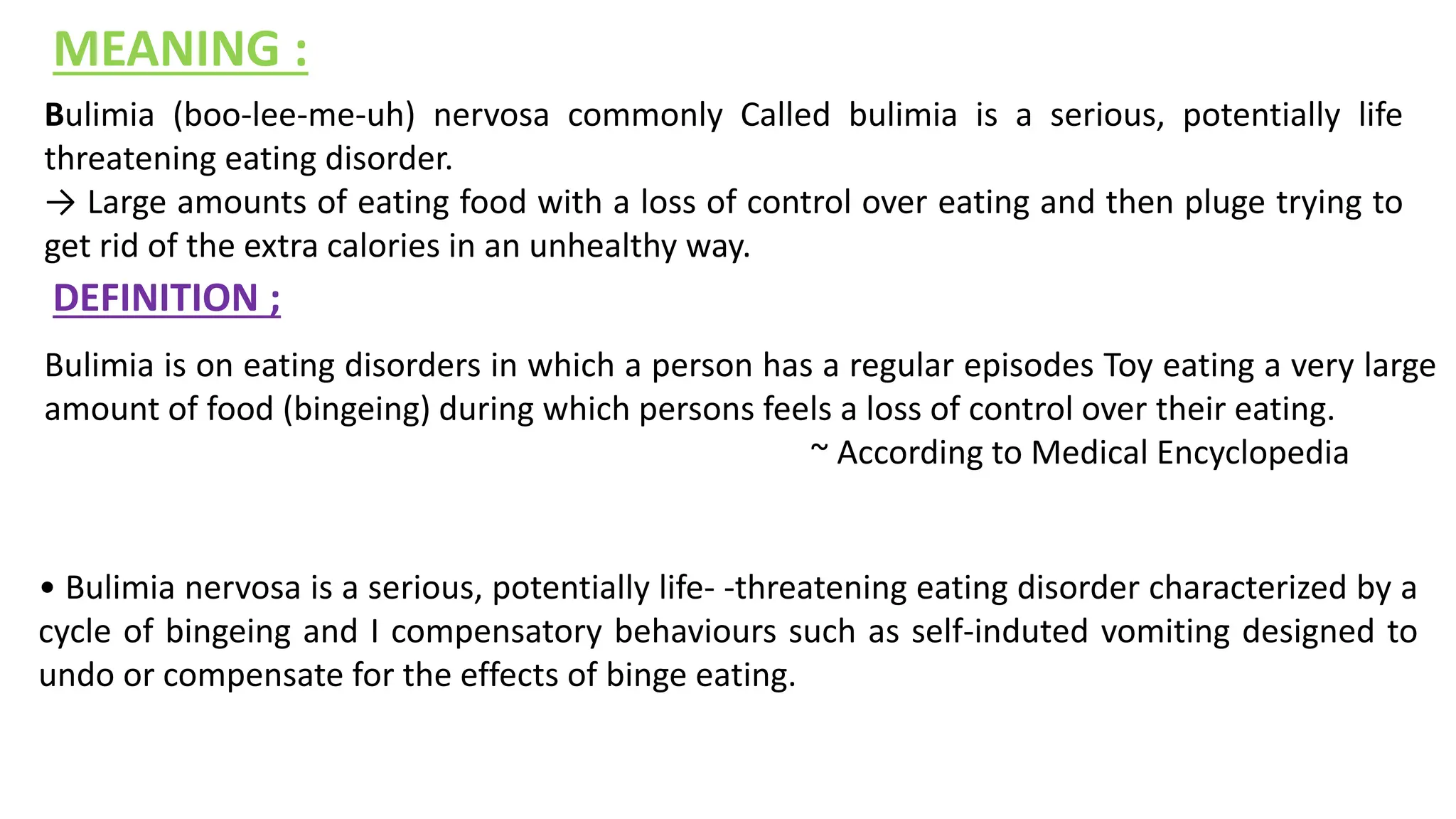 Bulimia nervosa ( Eating Disorders) Mental Health Nursing. | PPTX