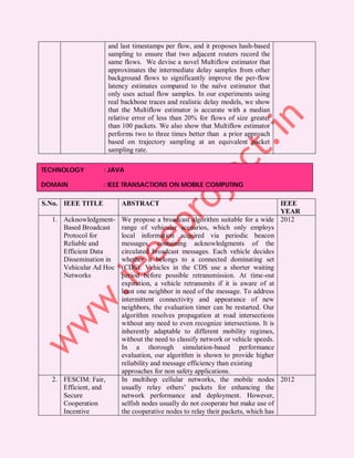 Bulk IEEE Java Projects 2012 @ Seabirds ( Chennai, Trichy, Hyderabad ...