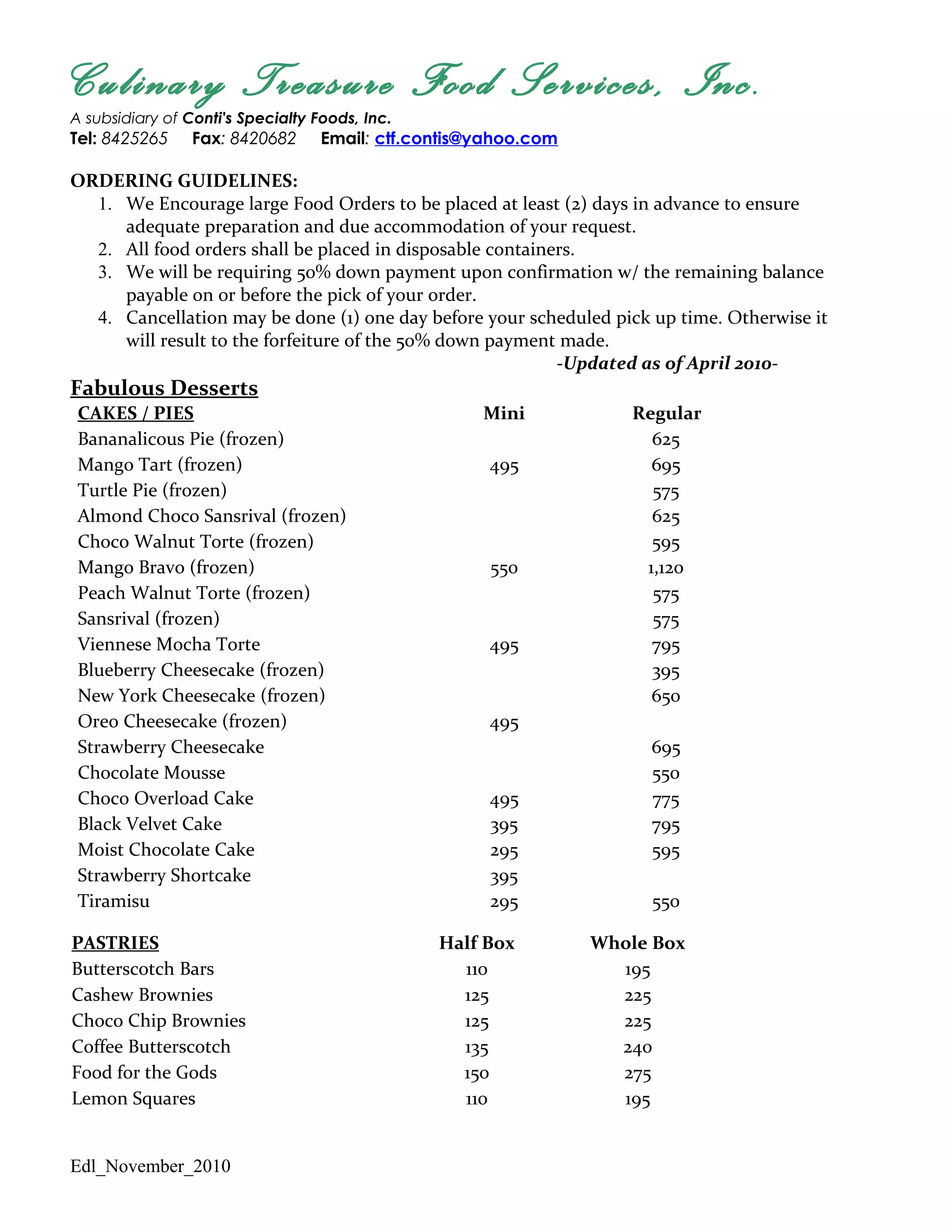 Bulk Order Menu Nov 2010 (1) | PDF