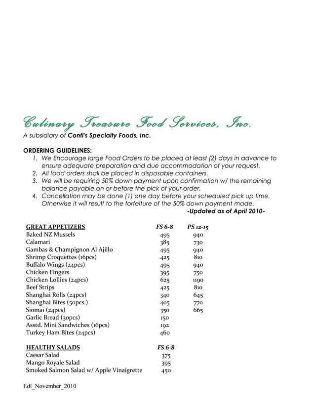 Bulk Order Menu Nov 2010 (1) | PDF
