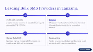 Fast Bulk SMS Gateway in Tanzania – Telkosh Solutions | PDF