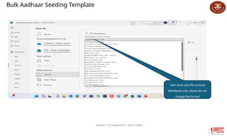 Bulk Aadhaar Seeding presentation to upload | PPTX