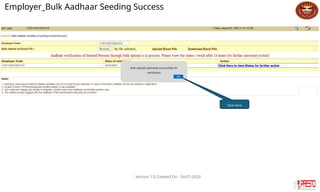 Bulk Aadhaar Seeding presentation to upload | PPTX