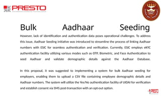 Bulk Aadhaar Seeding presentation to upload | PPTX