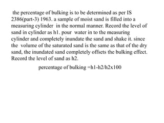 Bulk density and bulking of fine and coarse aggregate | PPTX