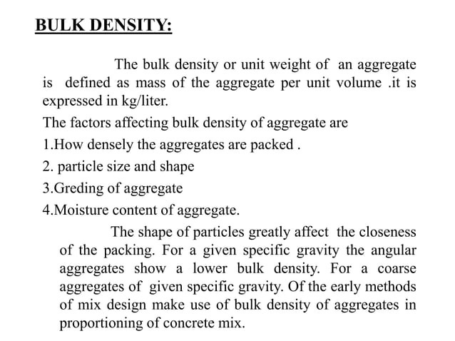 Bulk density and bulking of fine and coarse aggregate | PPTX | Civil ...