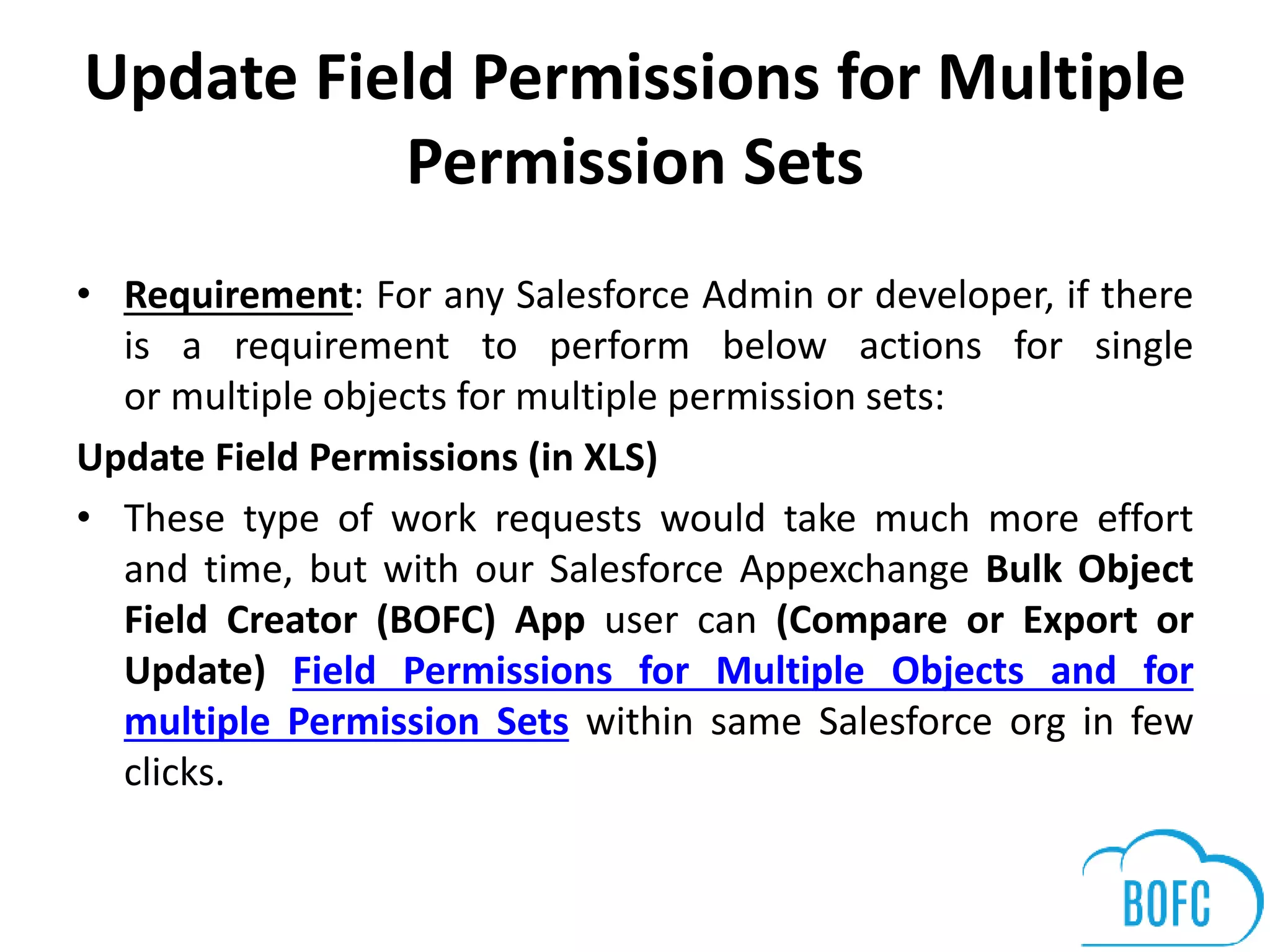 Bulk Field Permissions (FLS) Operations in Salesforce | PPT