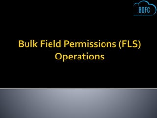 Bulk Field Permissions (FLS) Operations in Salesforce | PPT