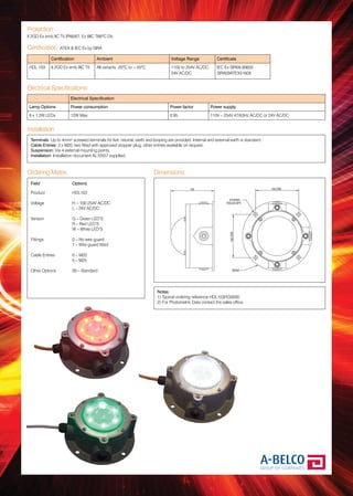 Bulkhead Lighting Zone 1 (ATEX) - Hadar HDL103 (6 x 1.2 Watt LED) | PDF