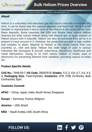 Bulk Helium Prices, News, Market Analysis | ChemAnalyst | PDF