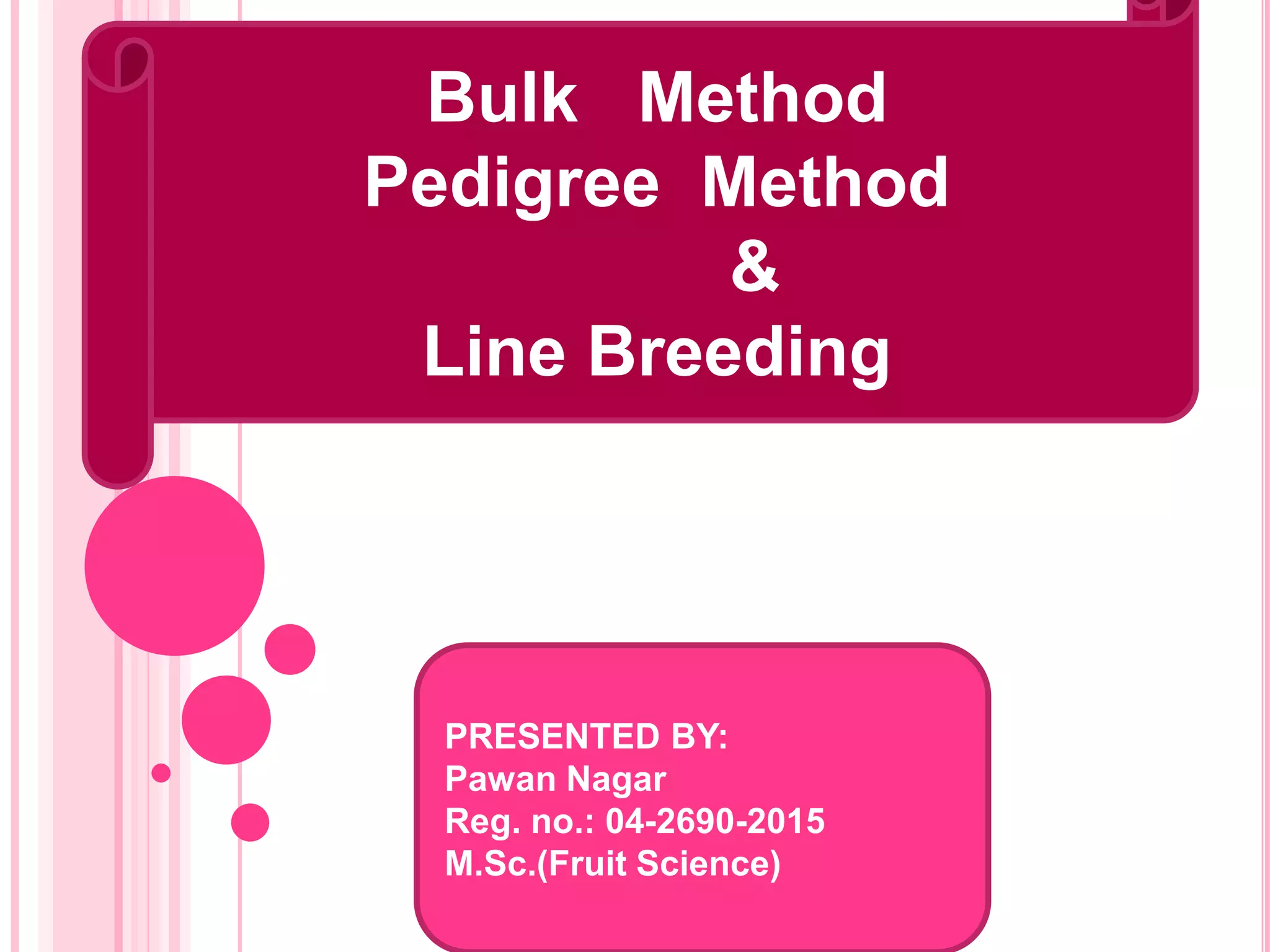 Bulk method pedigree method &line breeding | PPTX