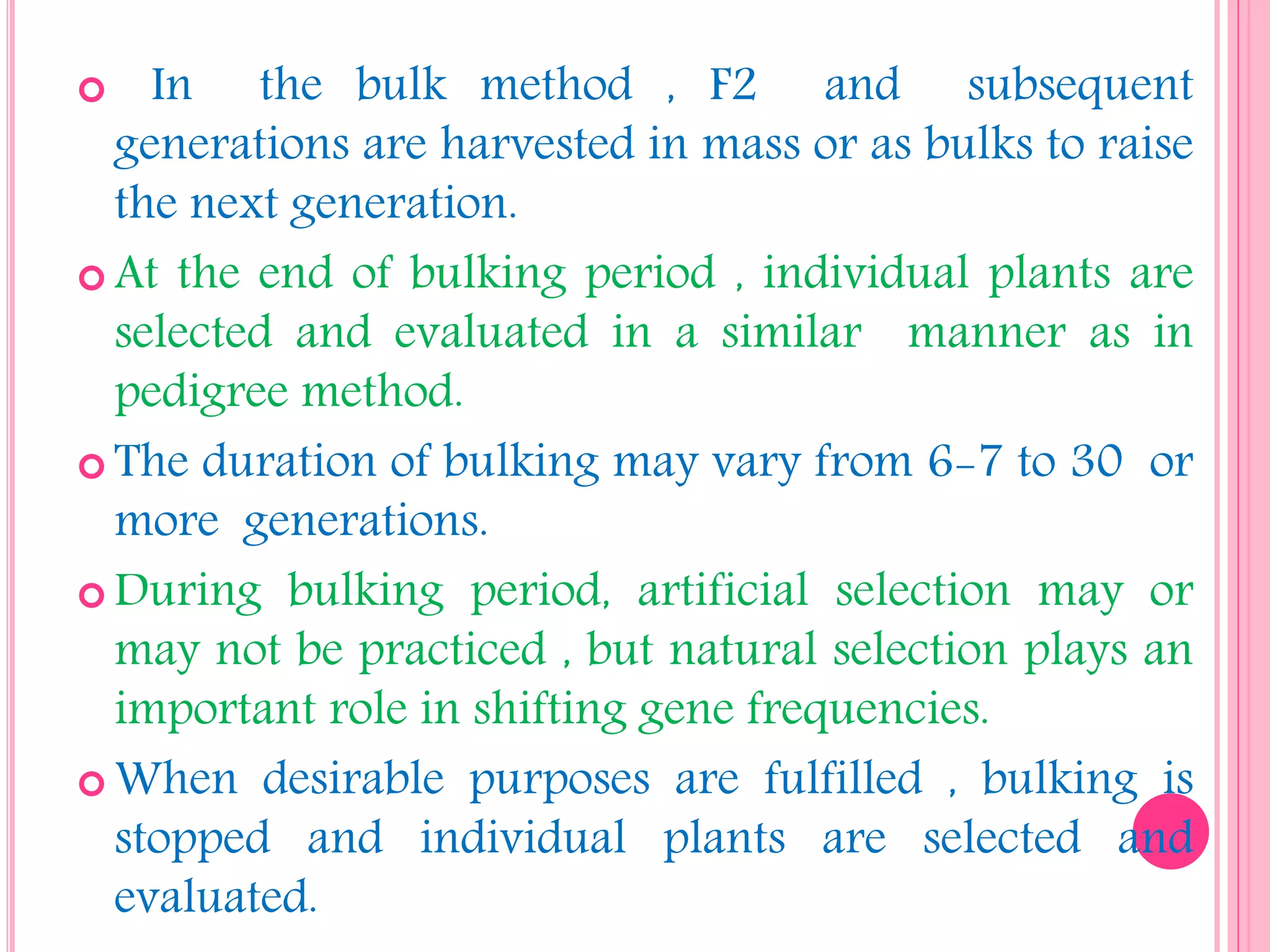Bulk method pedigree method &line breeding | PPTX