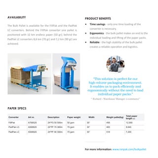 Ranpak FillPak and PadPak bulk pallet brochure | PDF