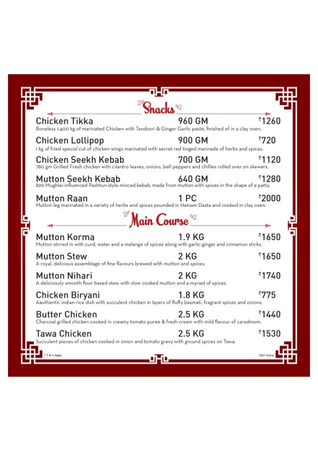 Nazeer Food Presents Bulk Menu.