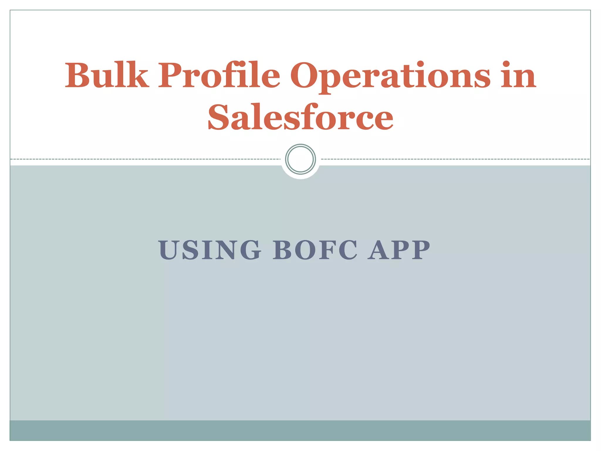 Bulk Profile Operations in Salesforce using BOFC App | PPT