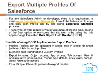 Bulk Profile Operations in Salesforce using BOFC App | PPT