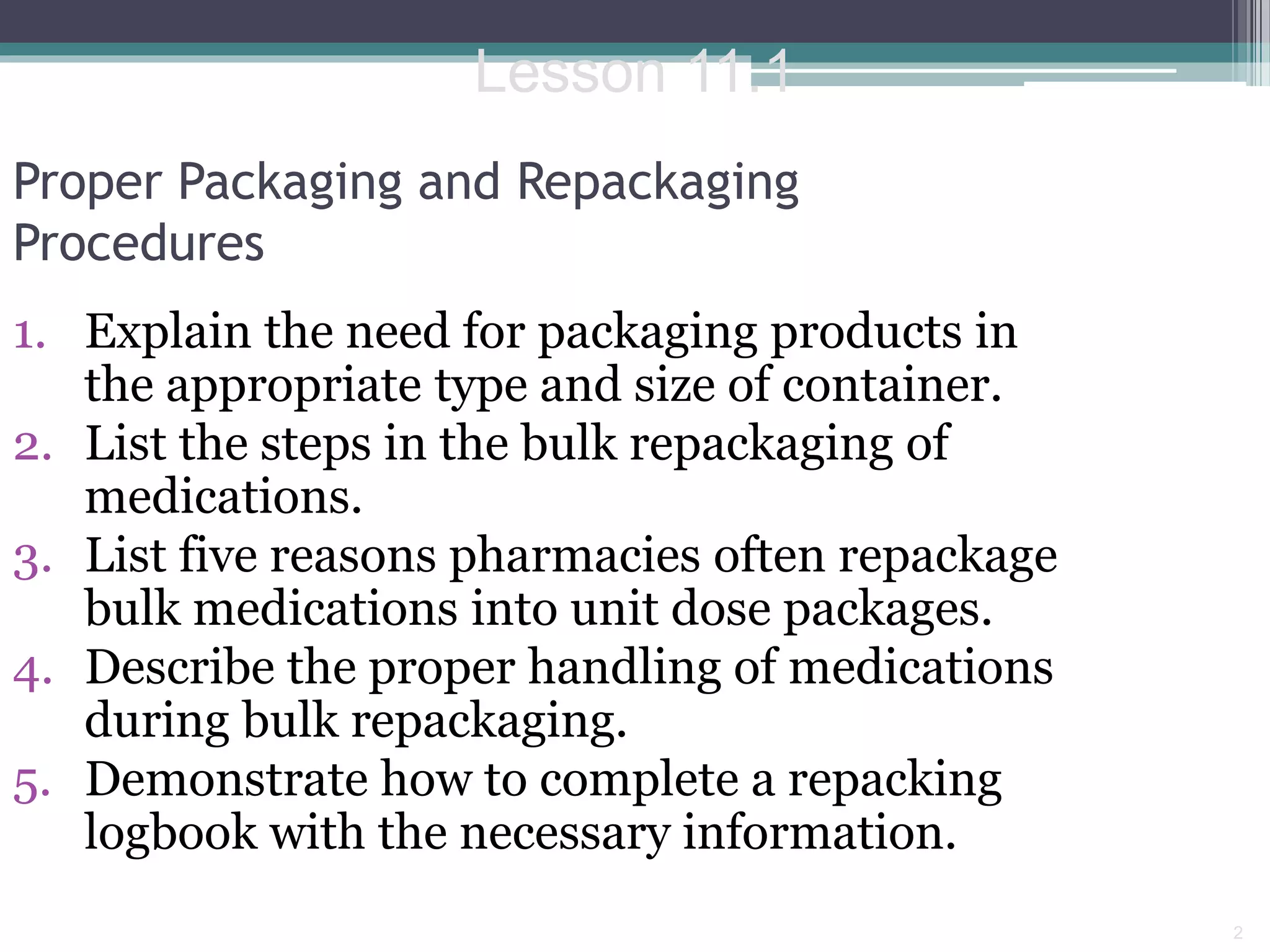 Chapter 11 Bulk repackaging and non-sterile compounding | PPTX